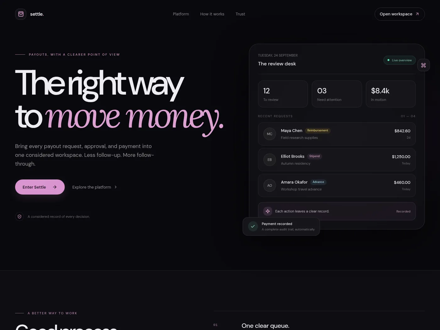 Settle Payout Manager