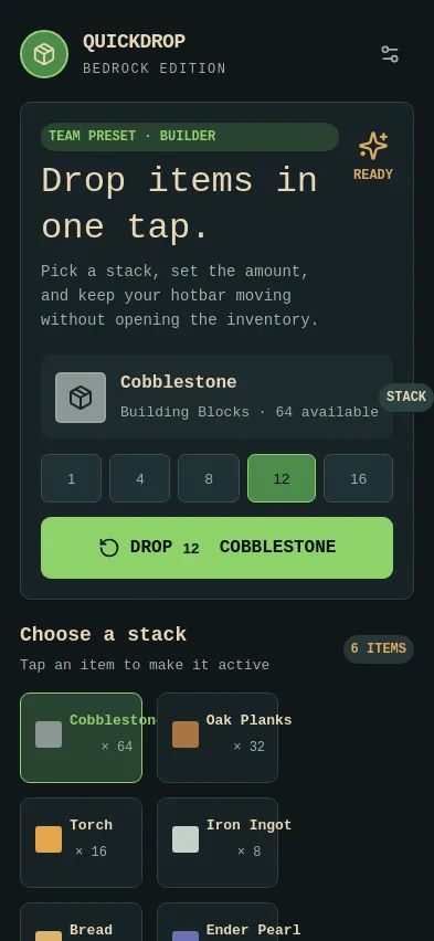 Bedrock QuickDrop Mod