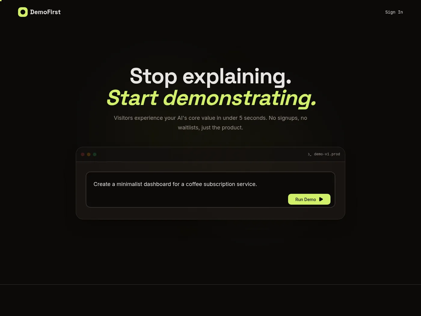 DemoFirst AI Landing