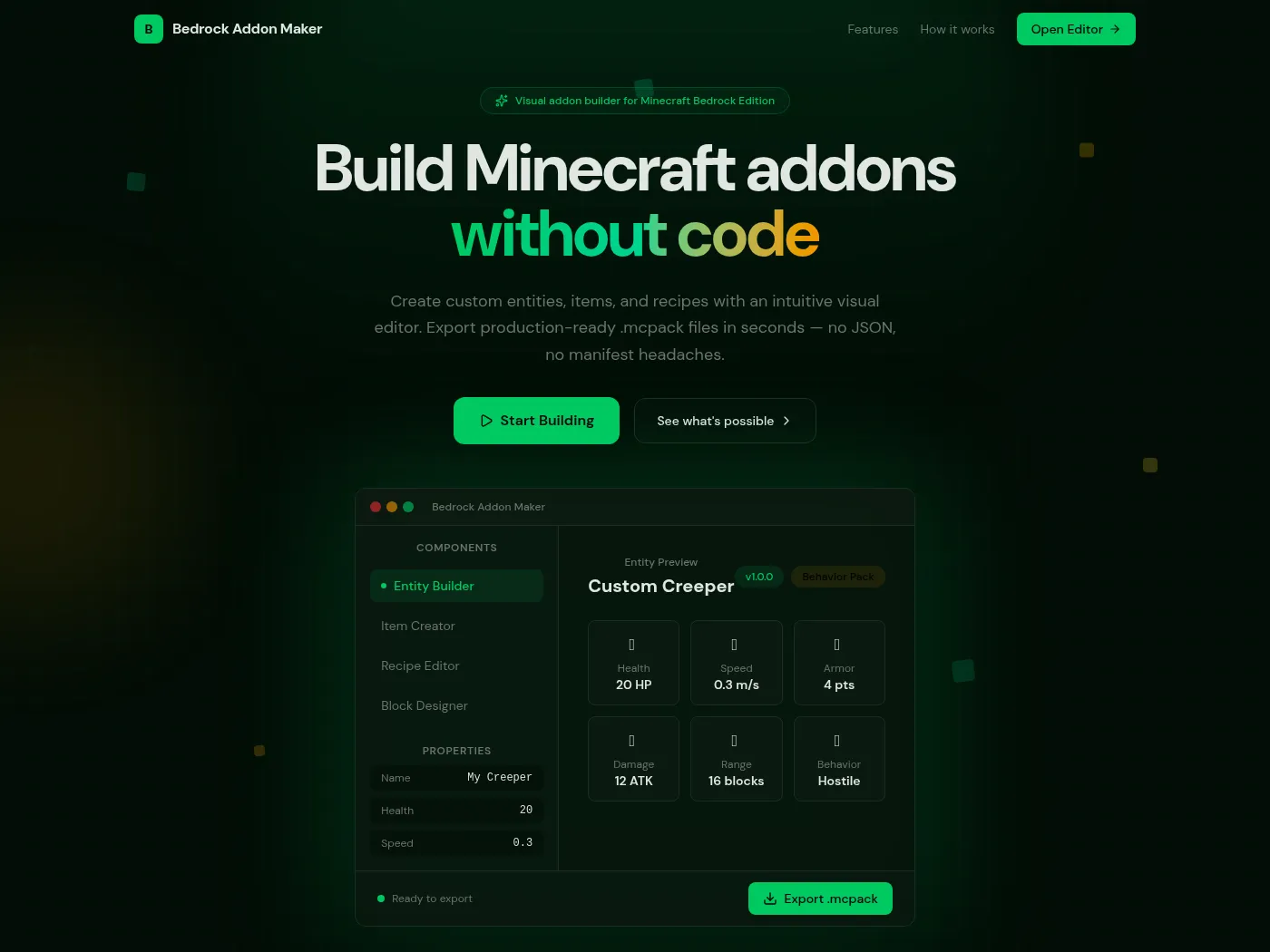 Bedrock Addon Maker