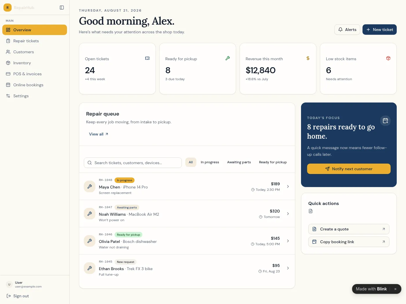 RepairHub ERP Suite