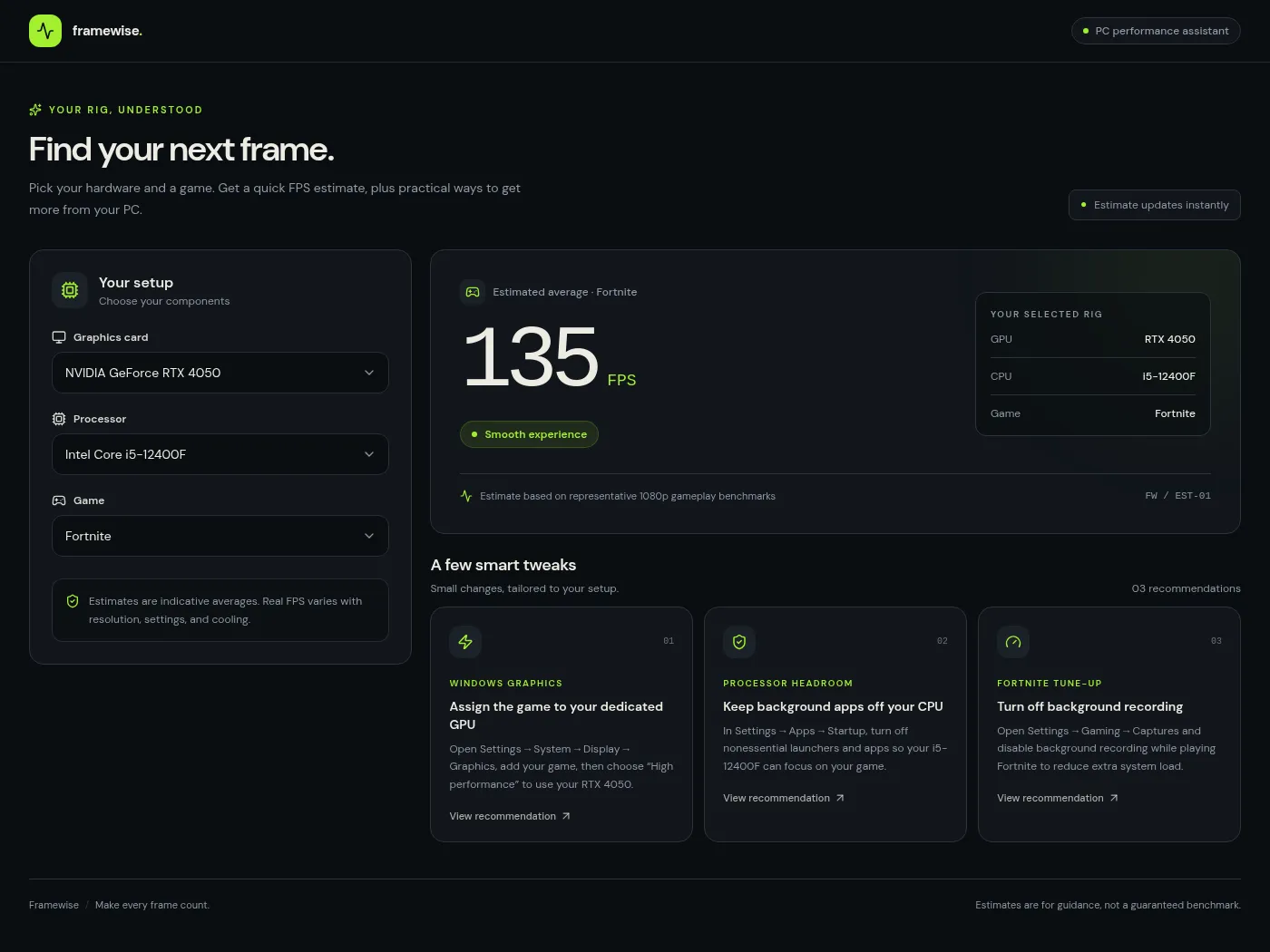 FPS Optimizer Dashboard