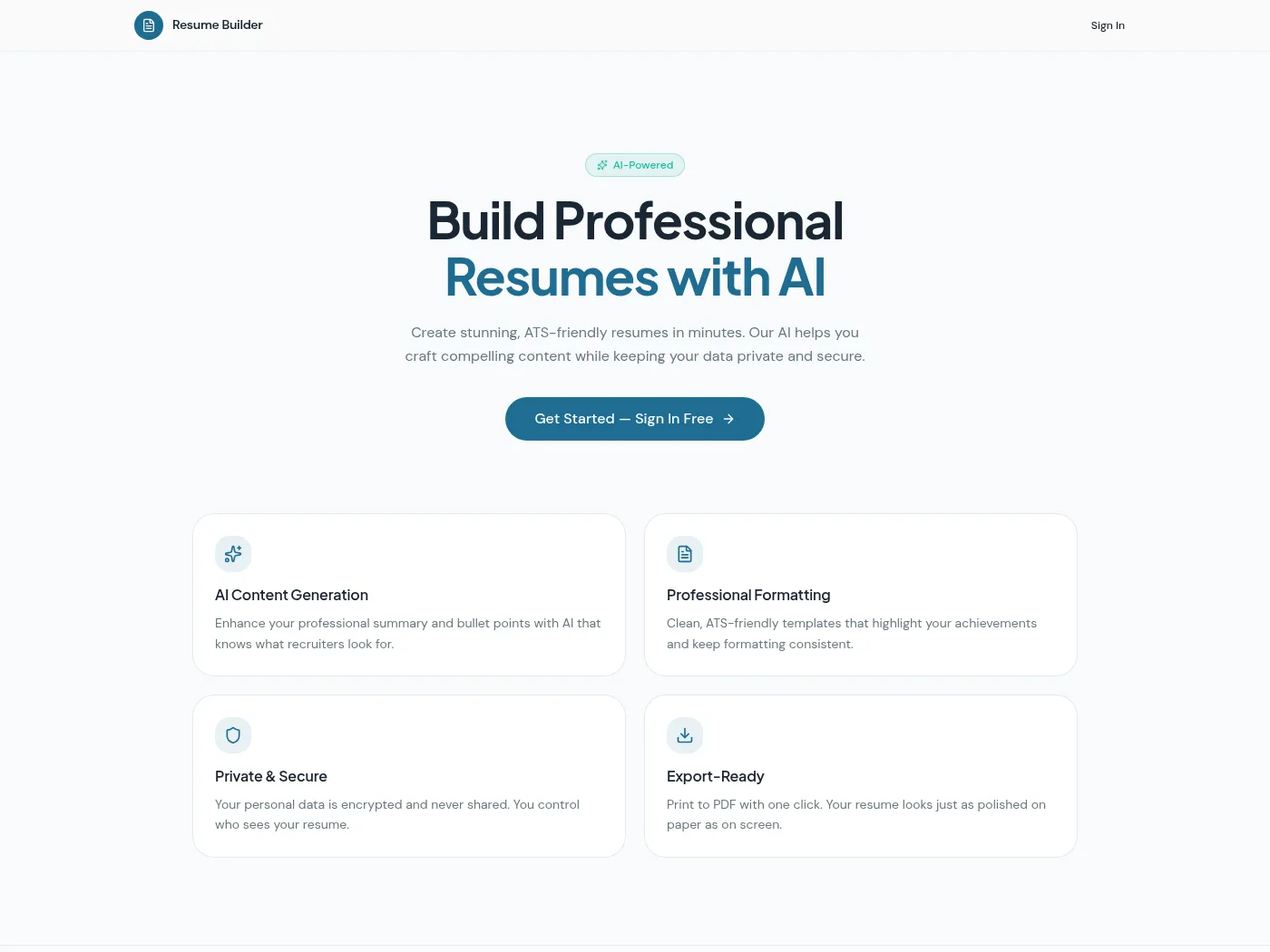 Secure AI Resume Builder