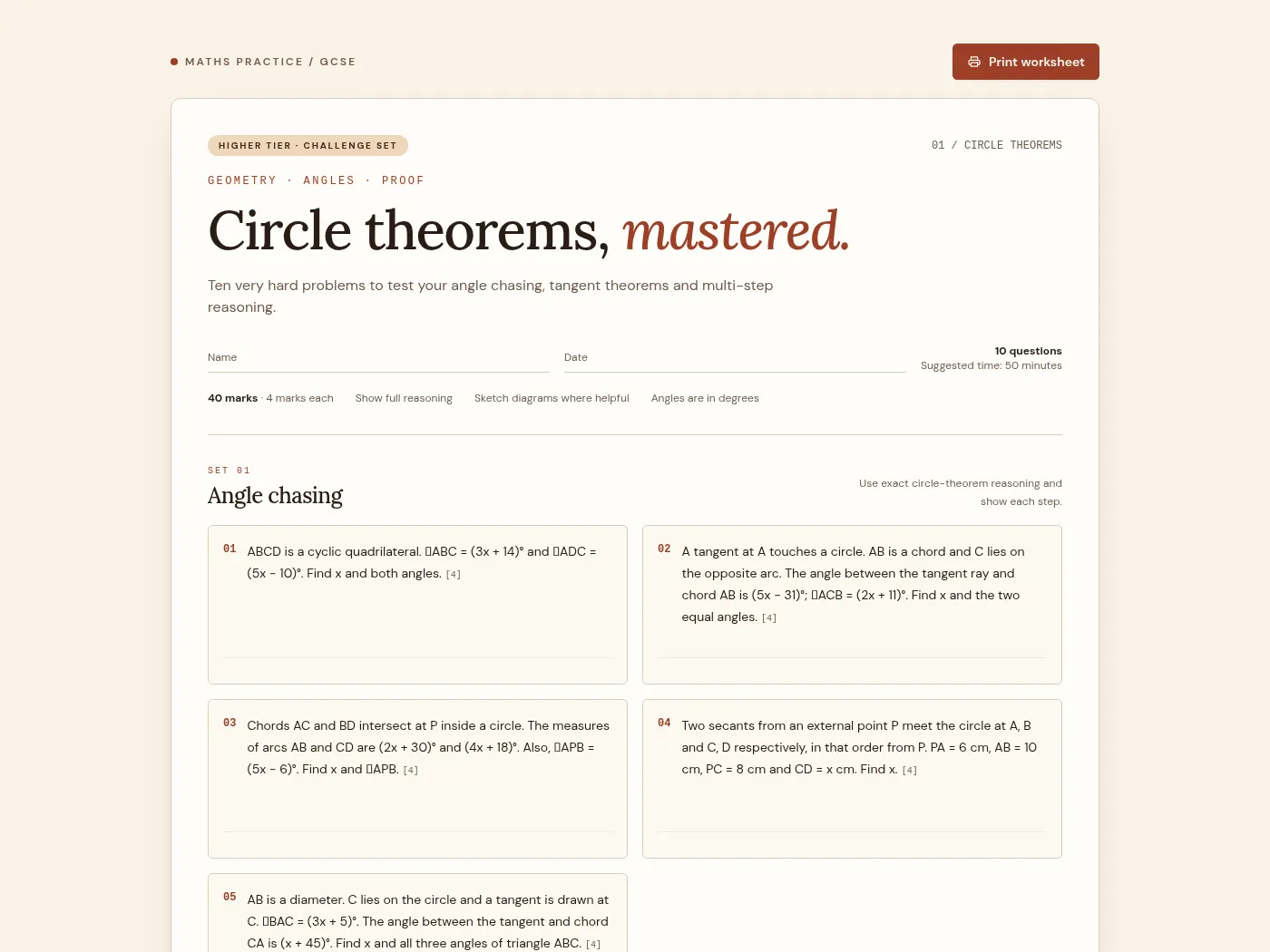 GCSE Indices Worksheet Maker
