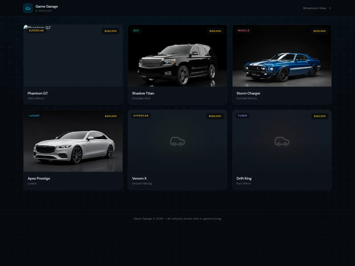 Game Garage UI