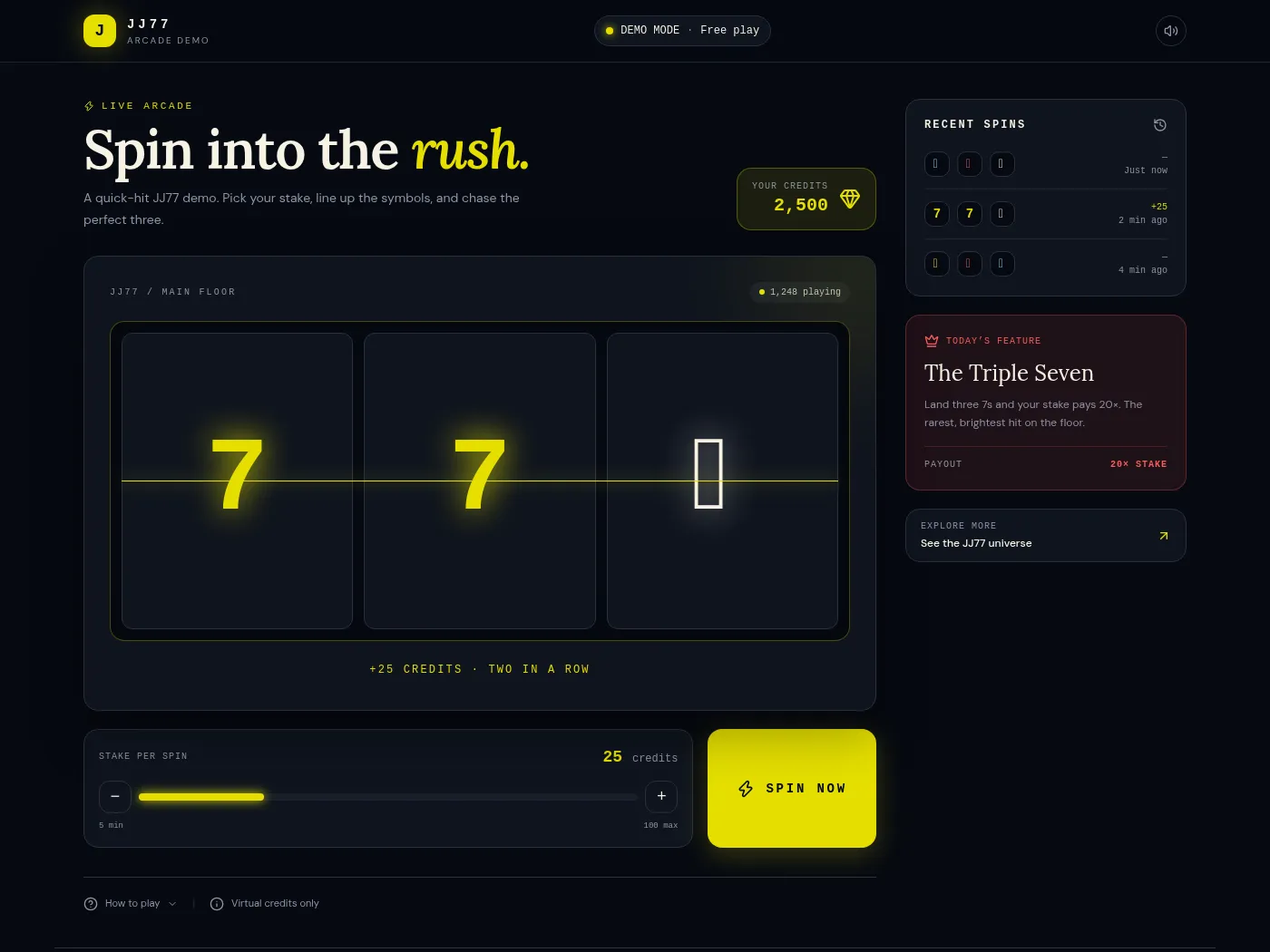 JJ77 Demo Game