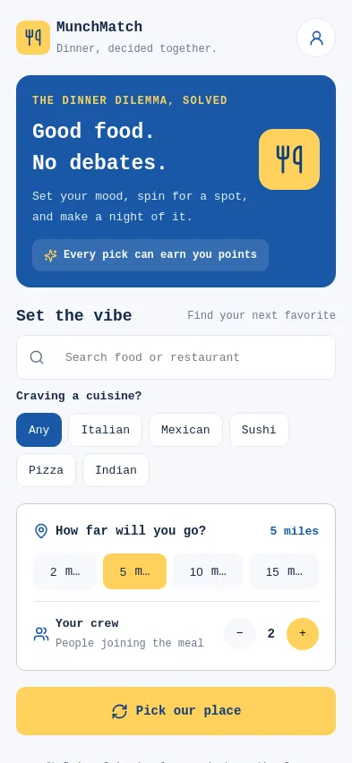 MunchMatch Couples Food App