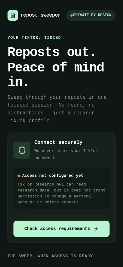 TikTok Repost Sweeper