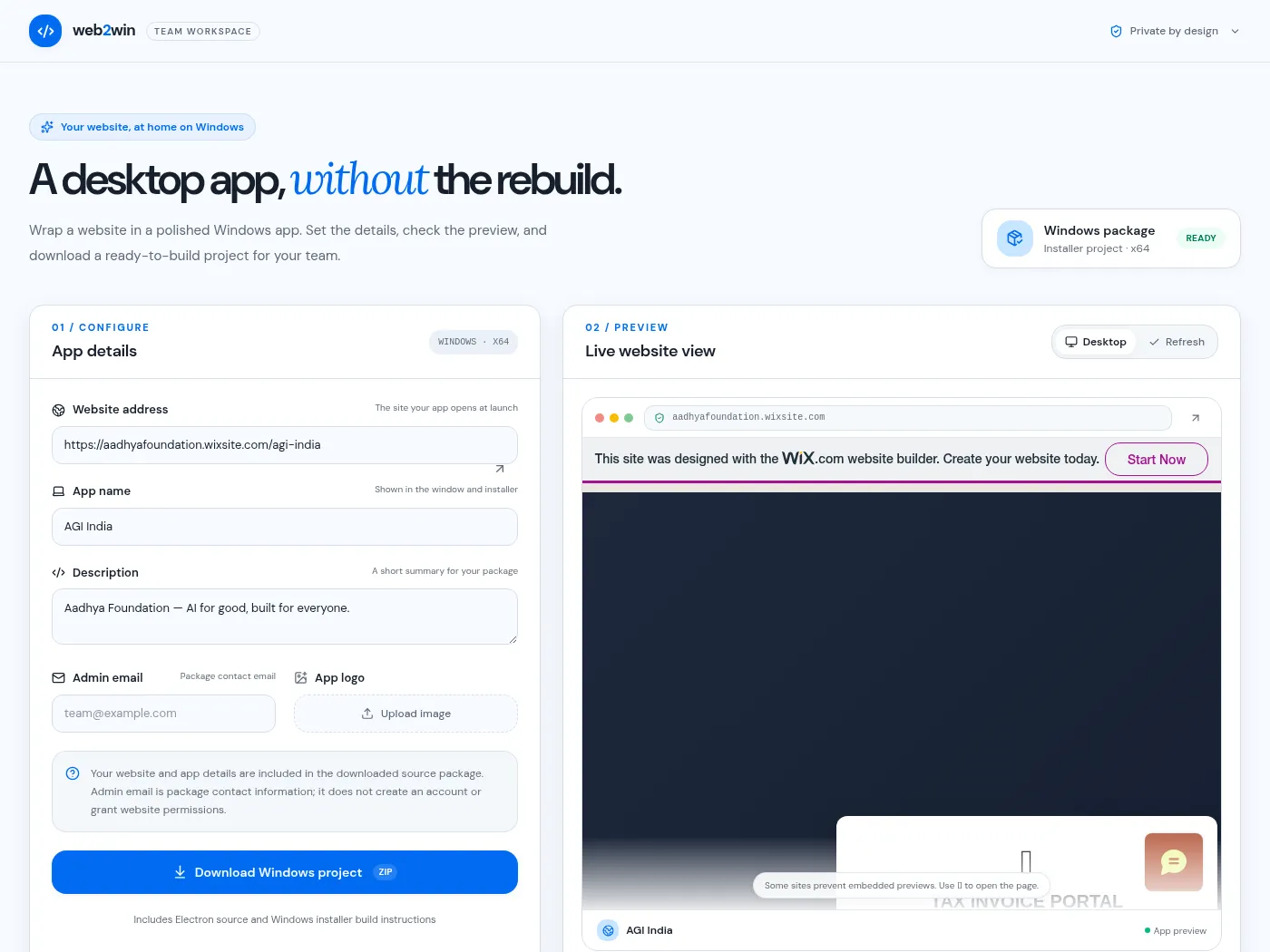 Web2Win App Converter