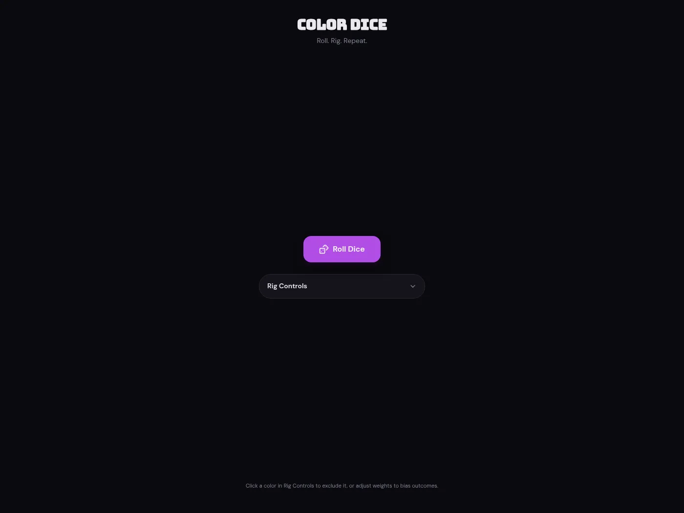 Rigged Color Dice Simulator