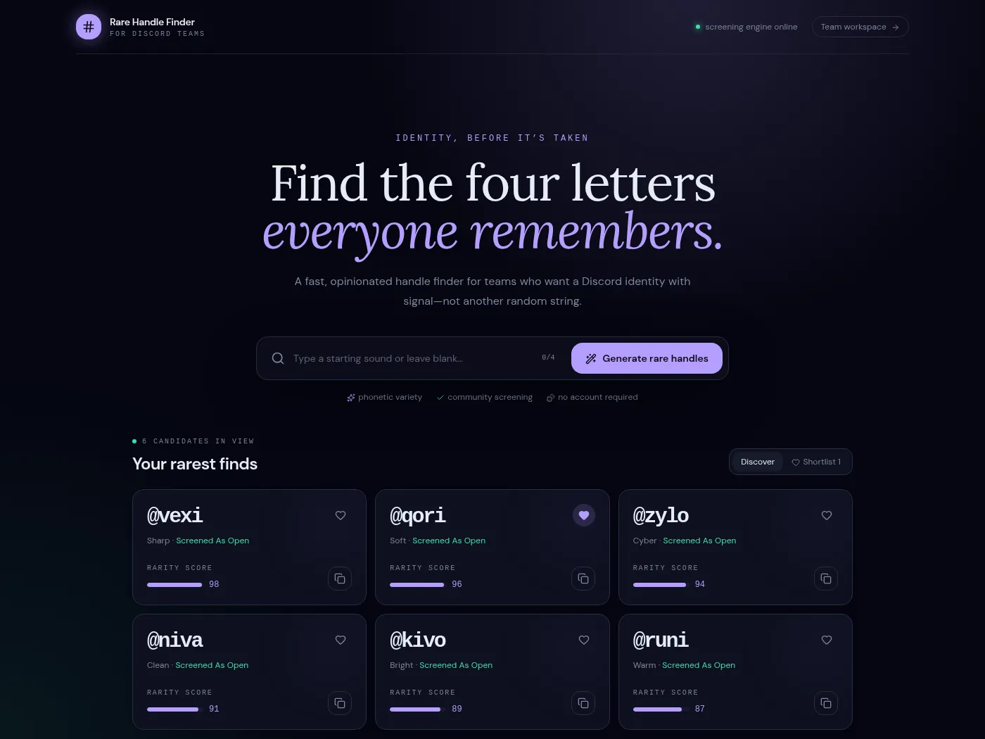 Rare Discord Handle Finder