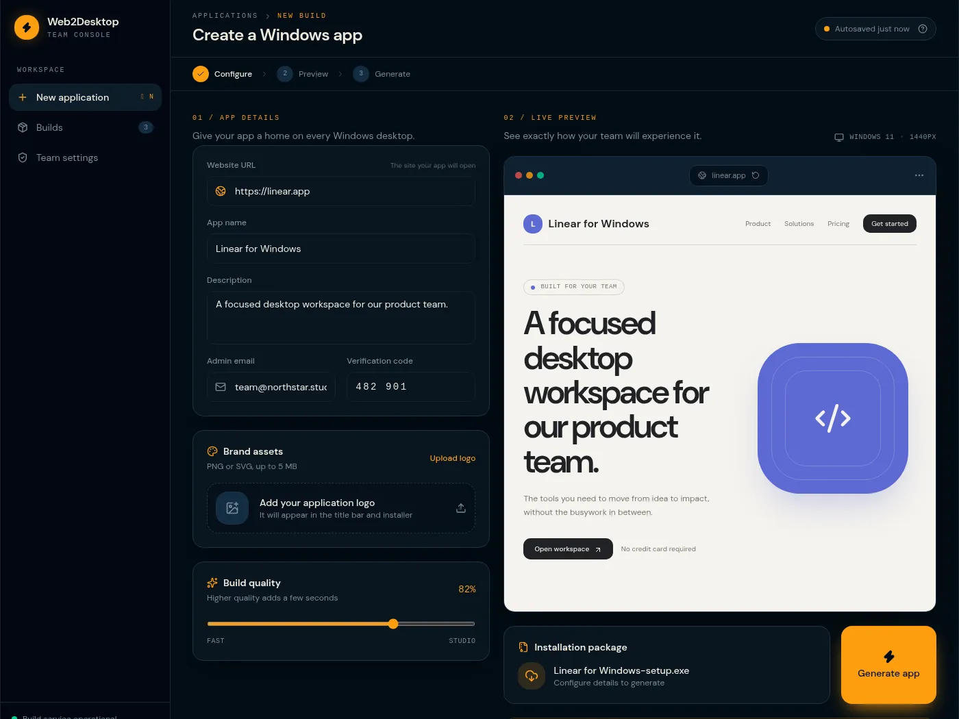 Web2Desktop Generator