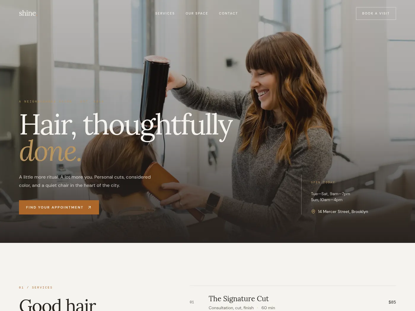Salon Shine Website
