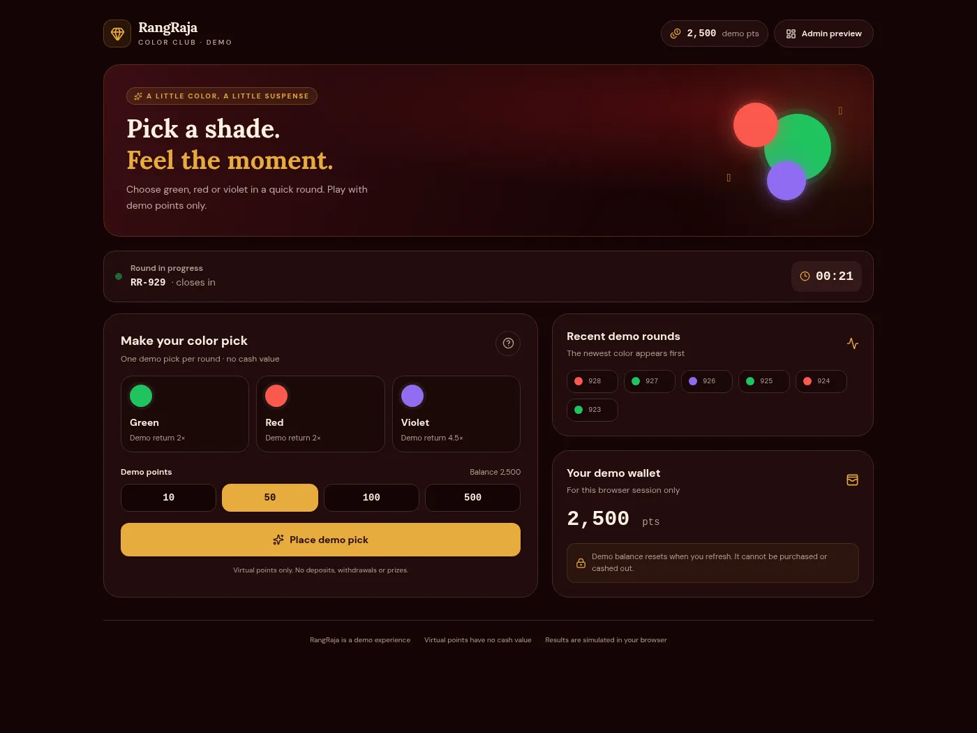 Color Prediction Game