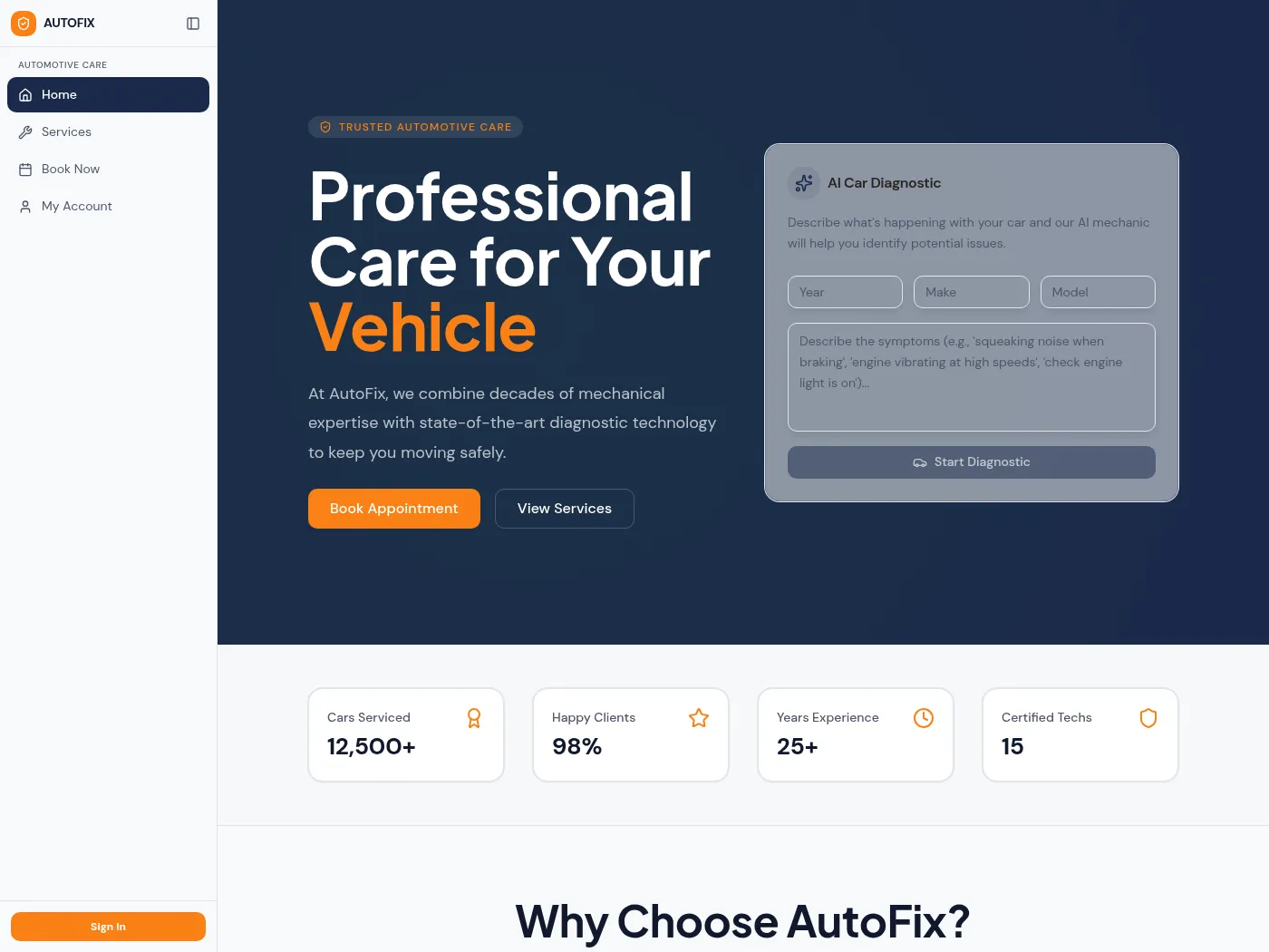AutoFix Mechanic Website