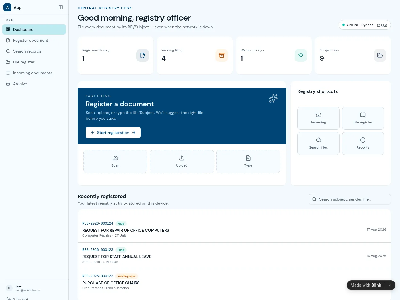 Blink Registry Suite