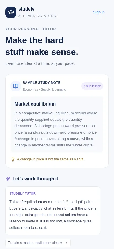 Studely AI Tutor App