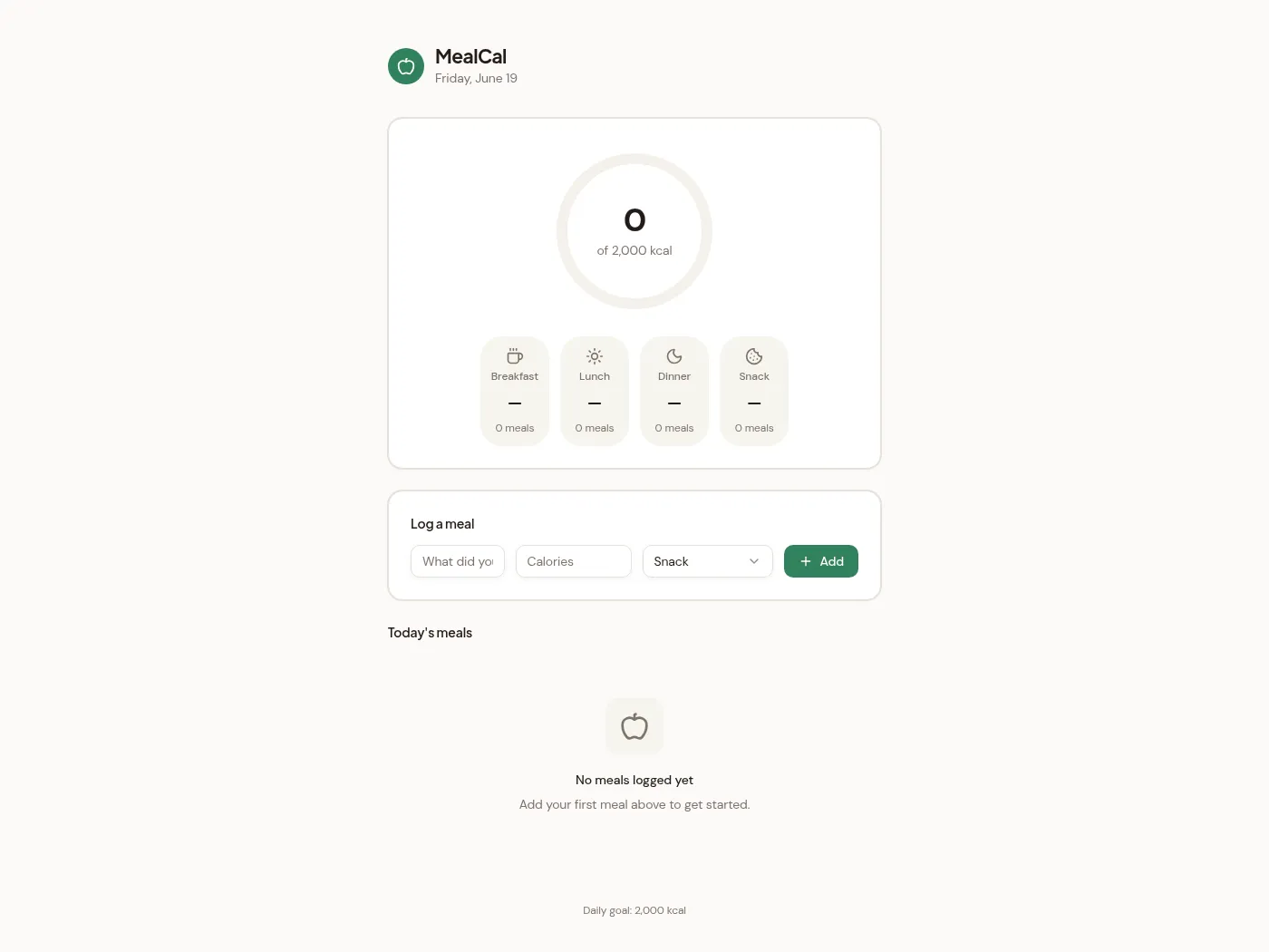 MealCal Tracker