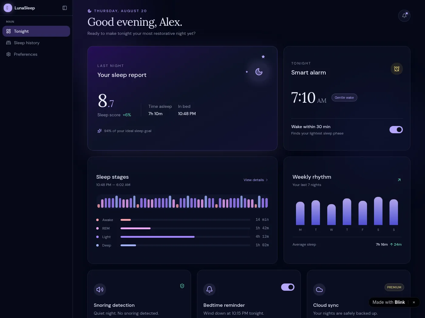 LunaSleep Tracker