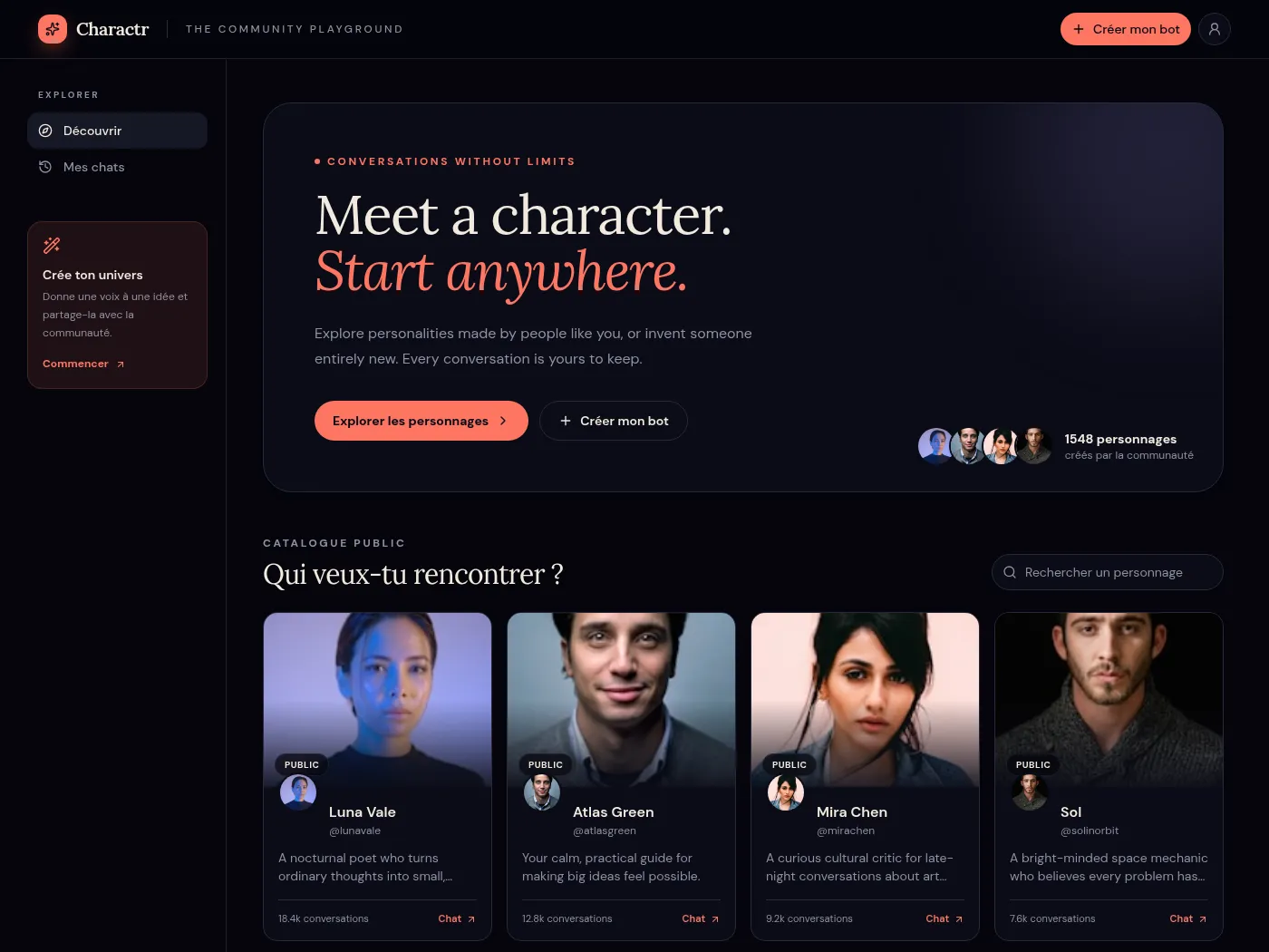 Charactr Chat Playground