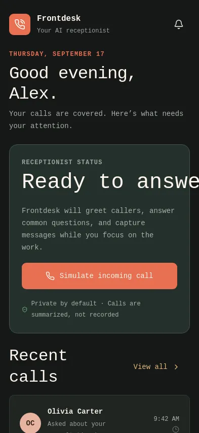 Virtual Receptionist App