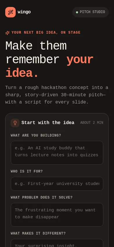Wingo AI Pitch Bot