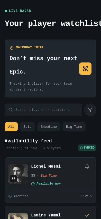 eFootball Player Tracker