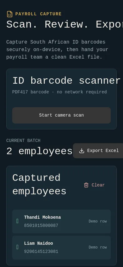 ID Scanner Payroll App