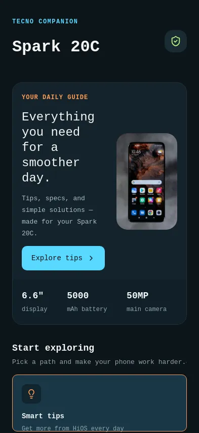 Tecno Spark 20C App