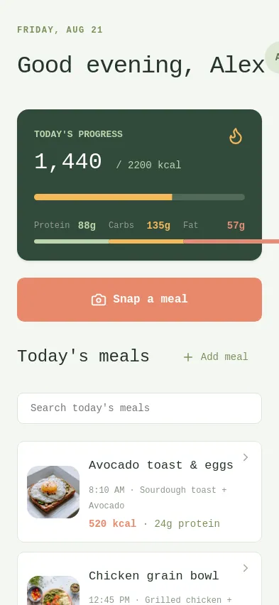SnapTrack Nutrition App