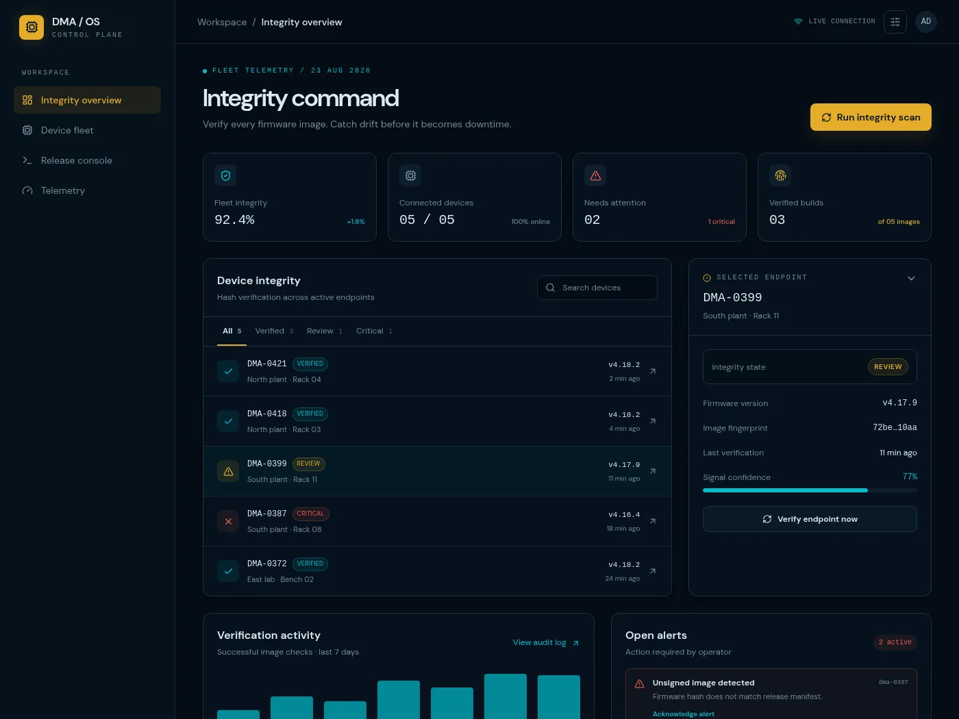 DMA Firmware Dashboard