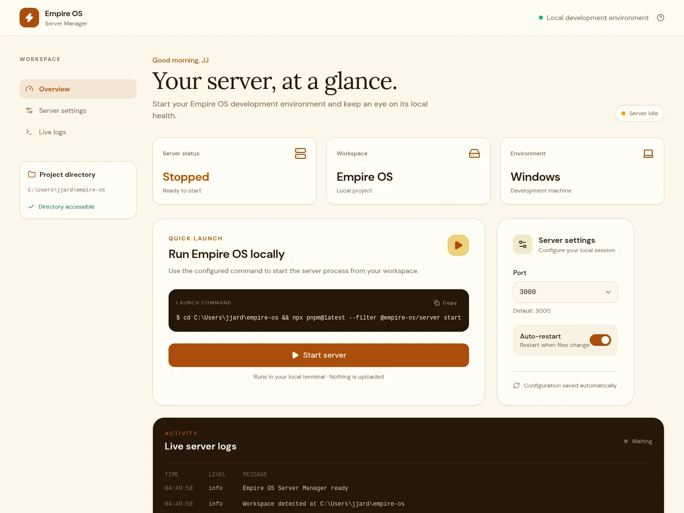 Empire OS Server Manager