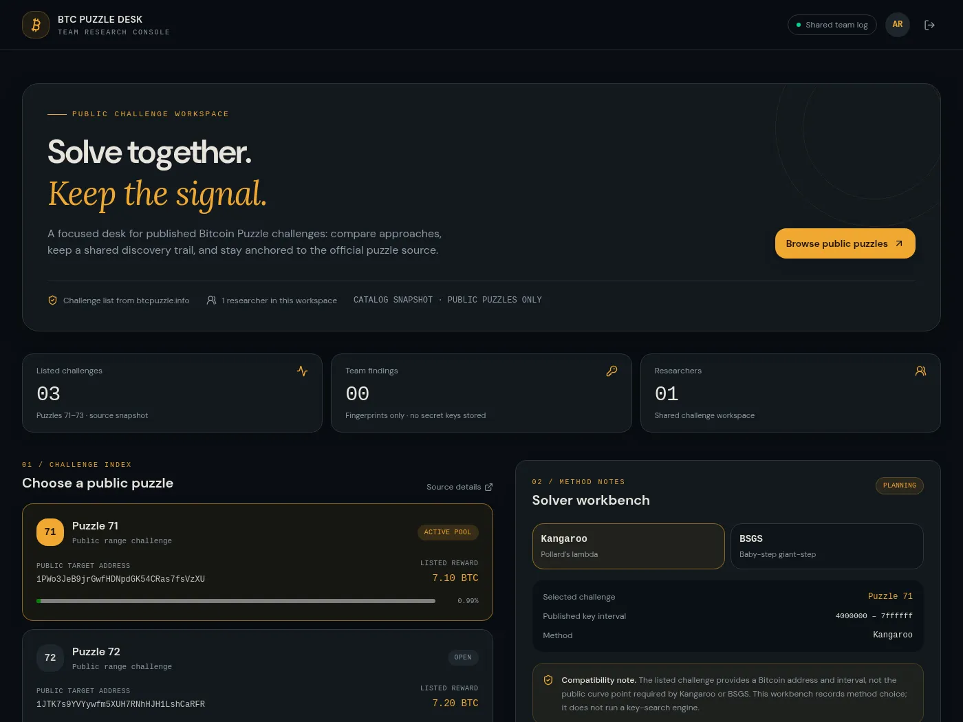 BTC Puzzle Solver Hub