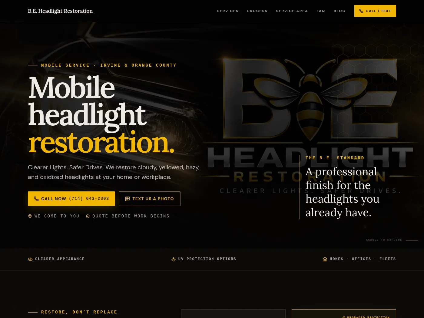 B.E. Headlight OnePage Site