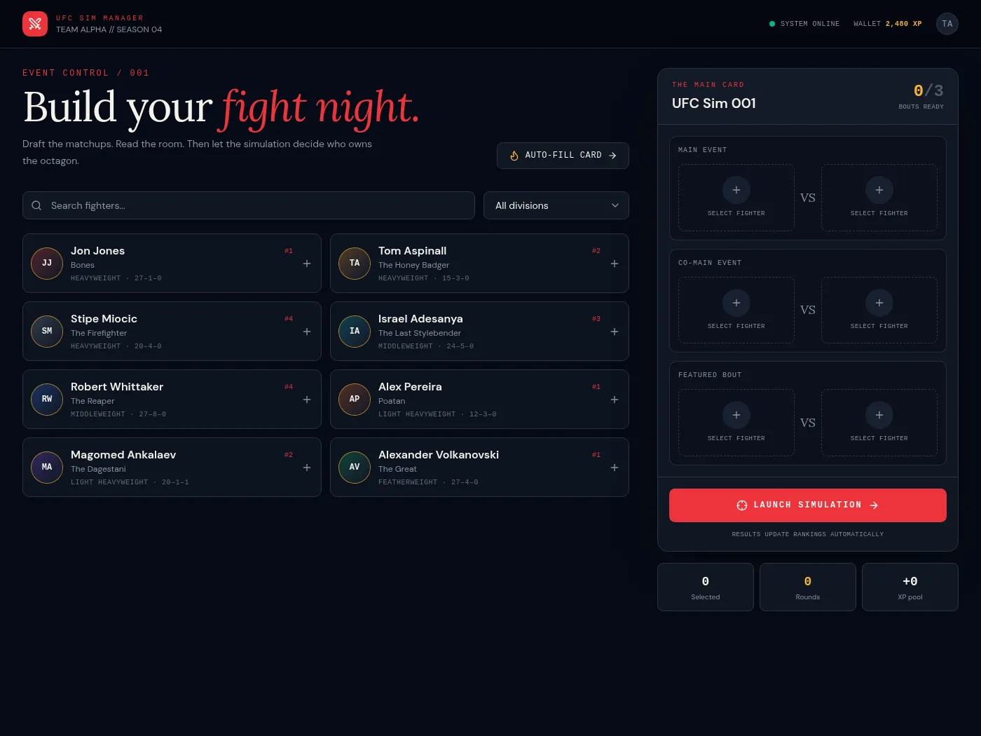 UFC Sim Manager