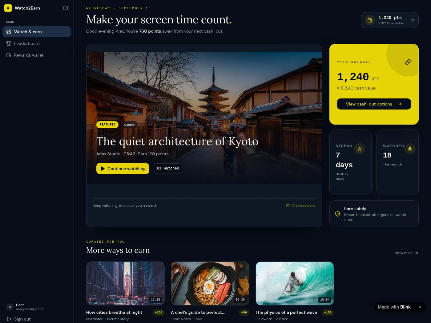 Watch2Earn Platform