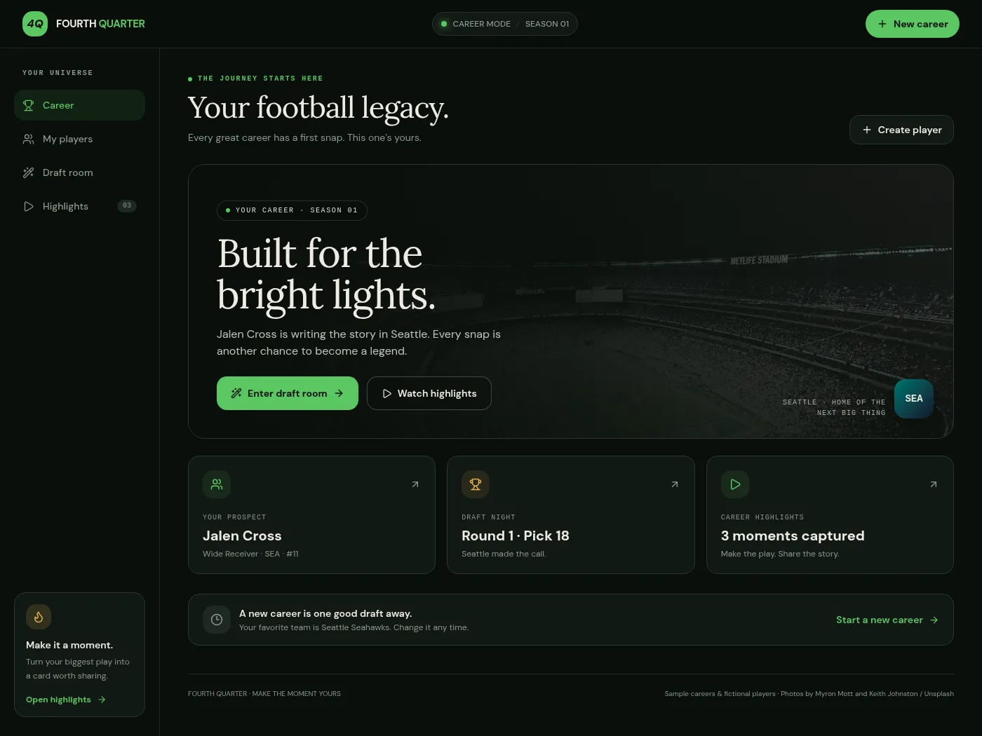 Pro Football Career Maker