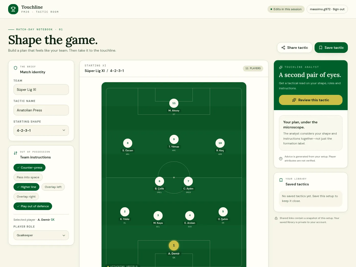FM26 Tactic Builder