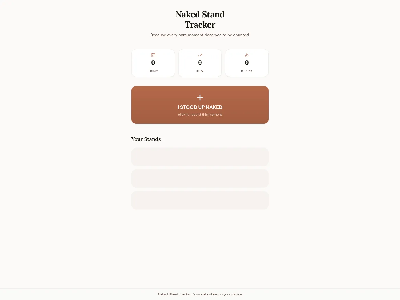 Naked Stand Tracker