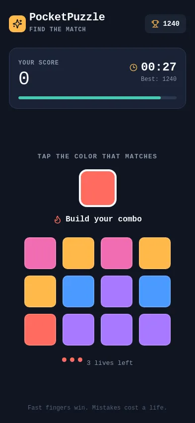 PocketPuzzle Mini Game
