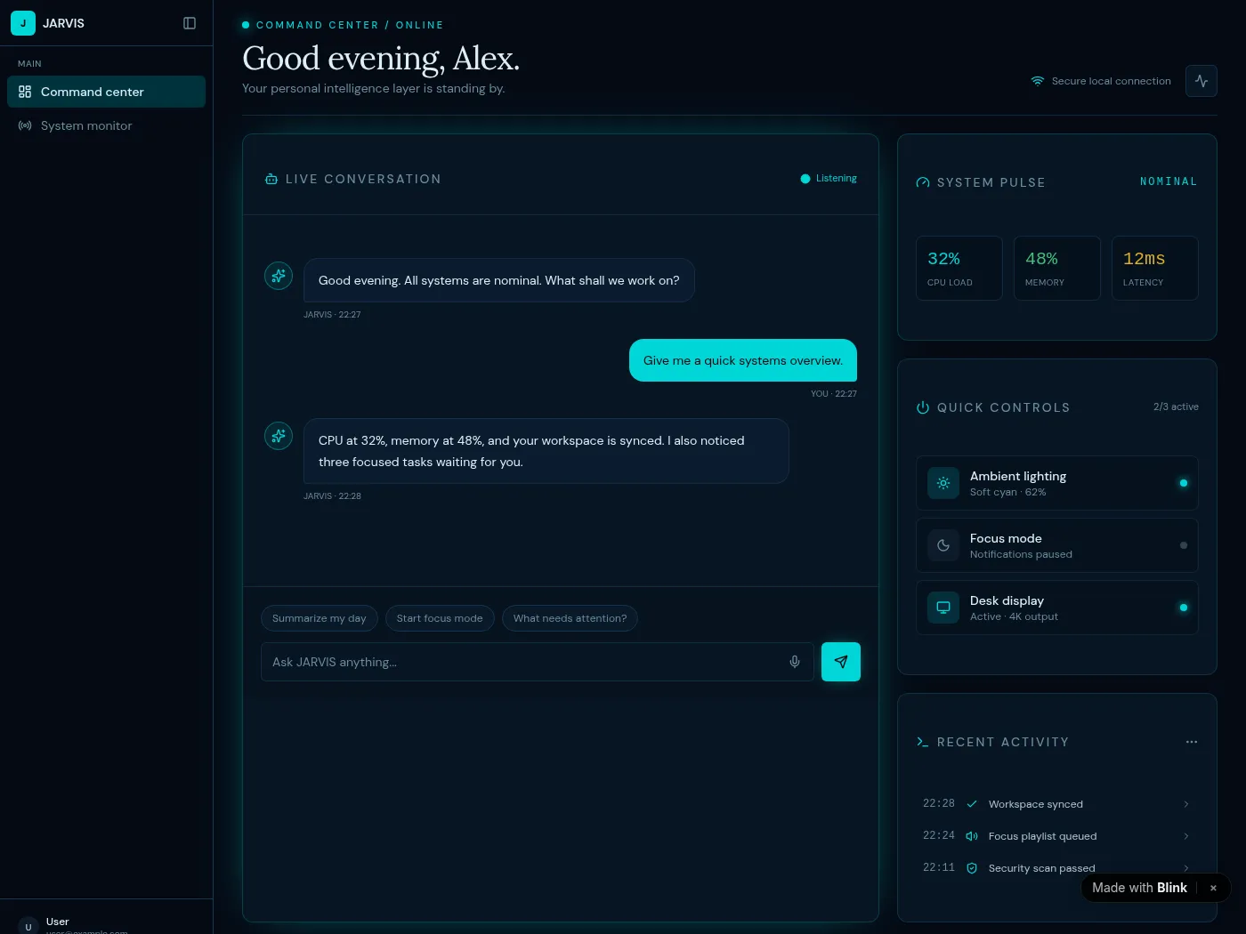 Jarvis Control Dashboard