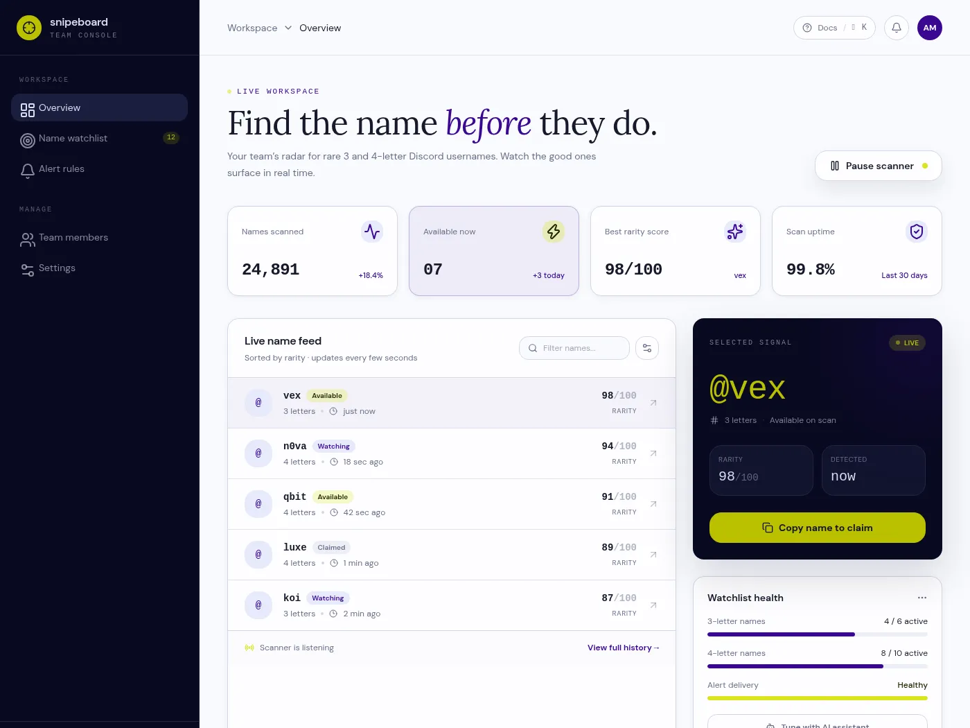 Discord Name Snipe Bot