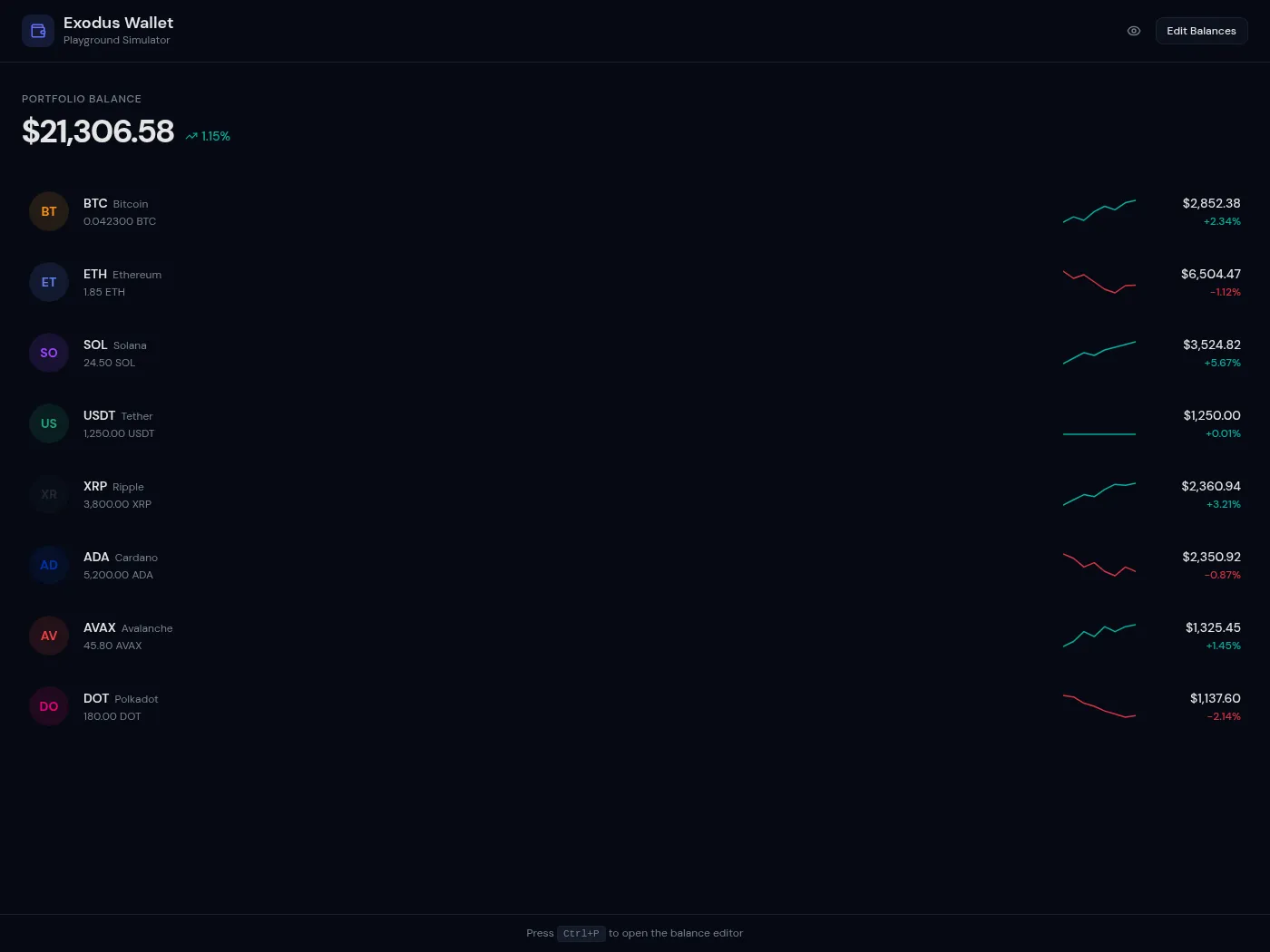 Exodus Wallet Playground
