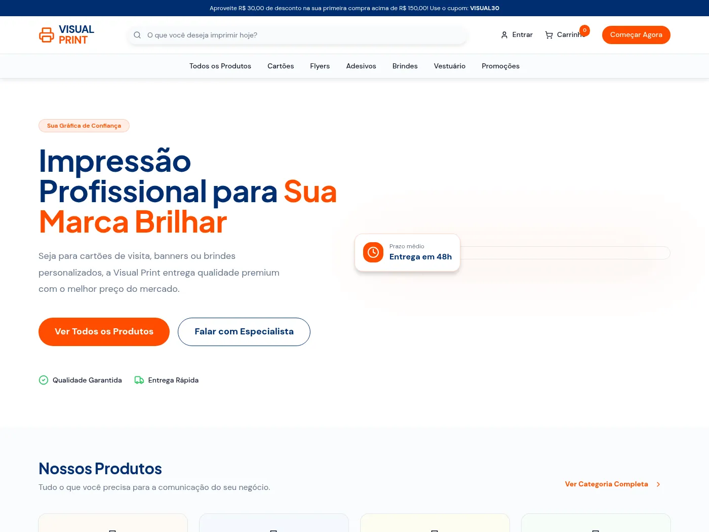 Visual Print Landing Page