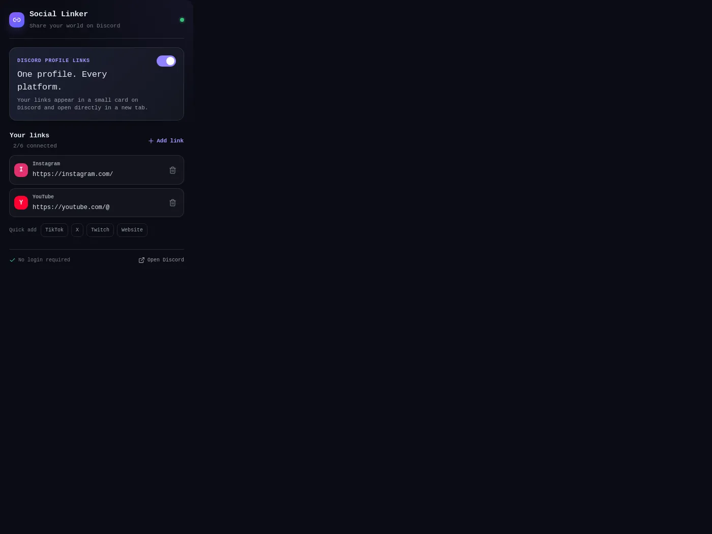 Discord Social Linker