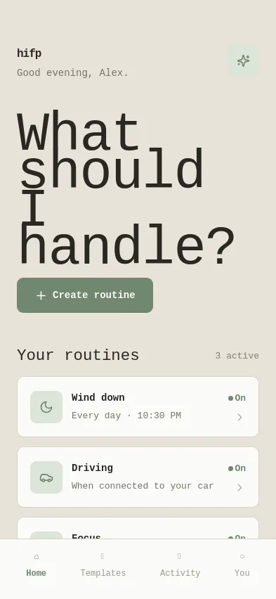hifp — Personal Routine App