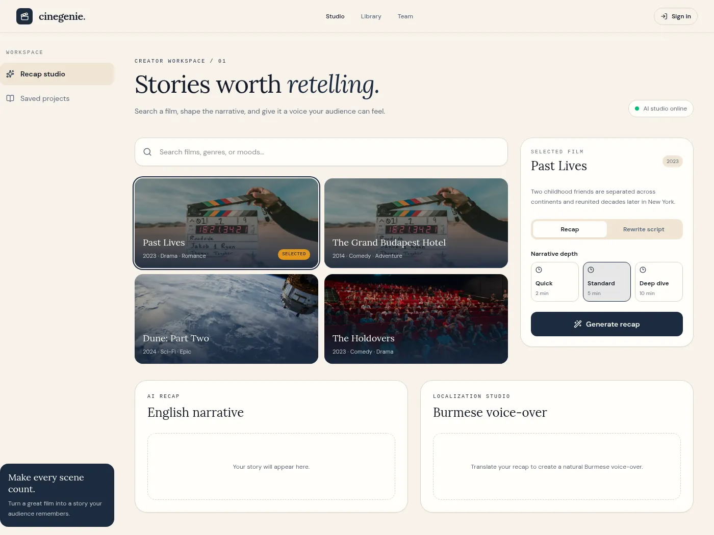 CineGenie AI Platform