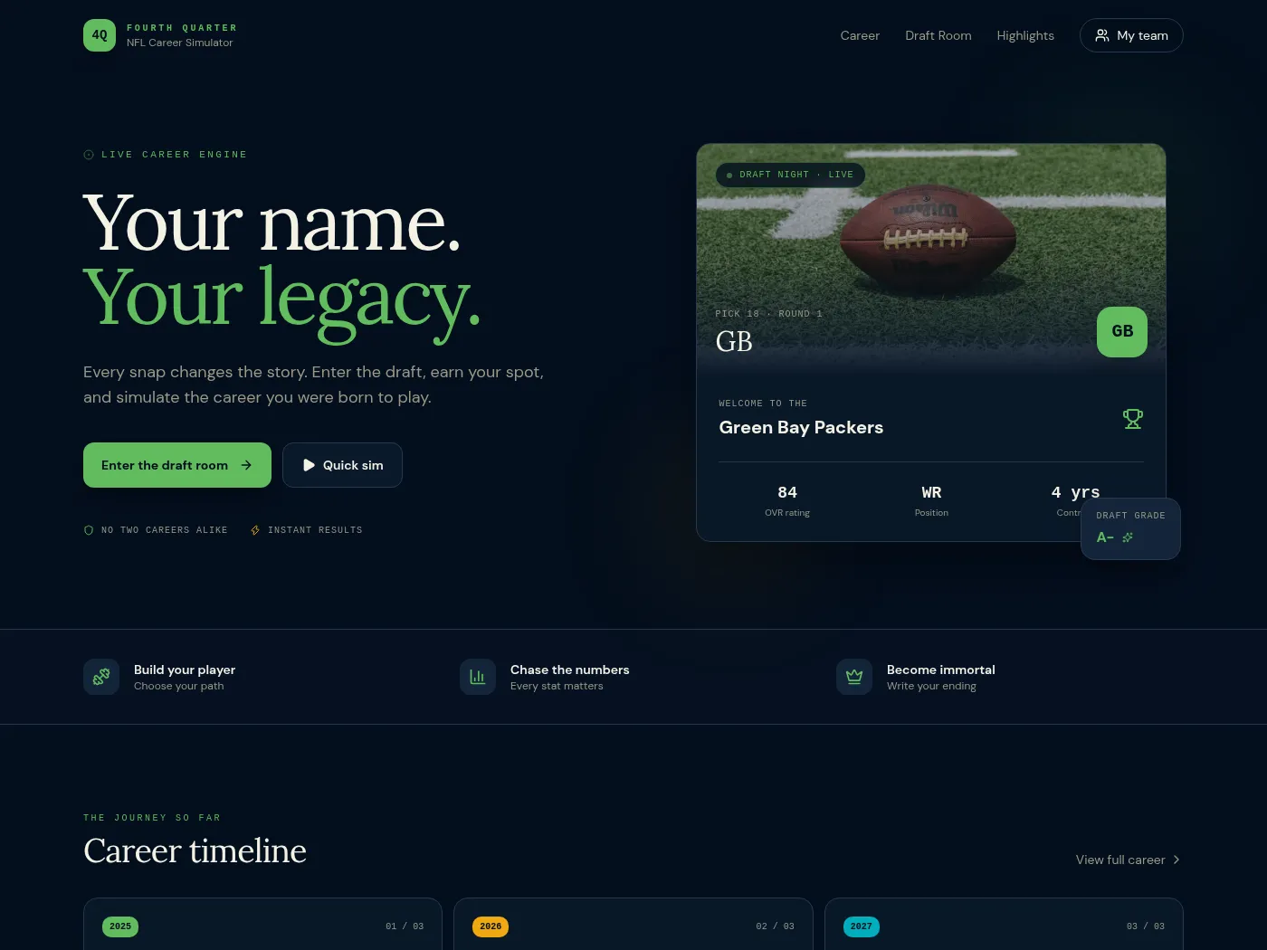 NFL Career Simulator