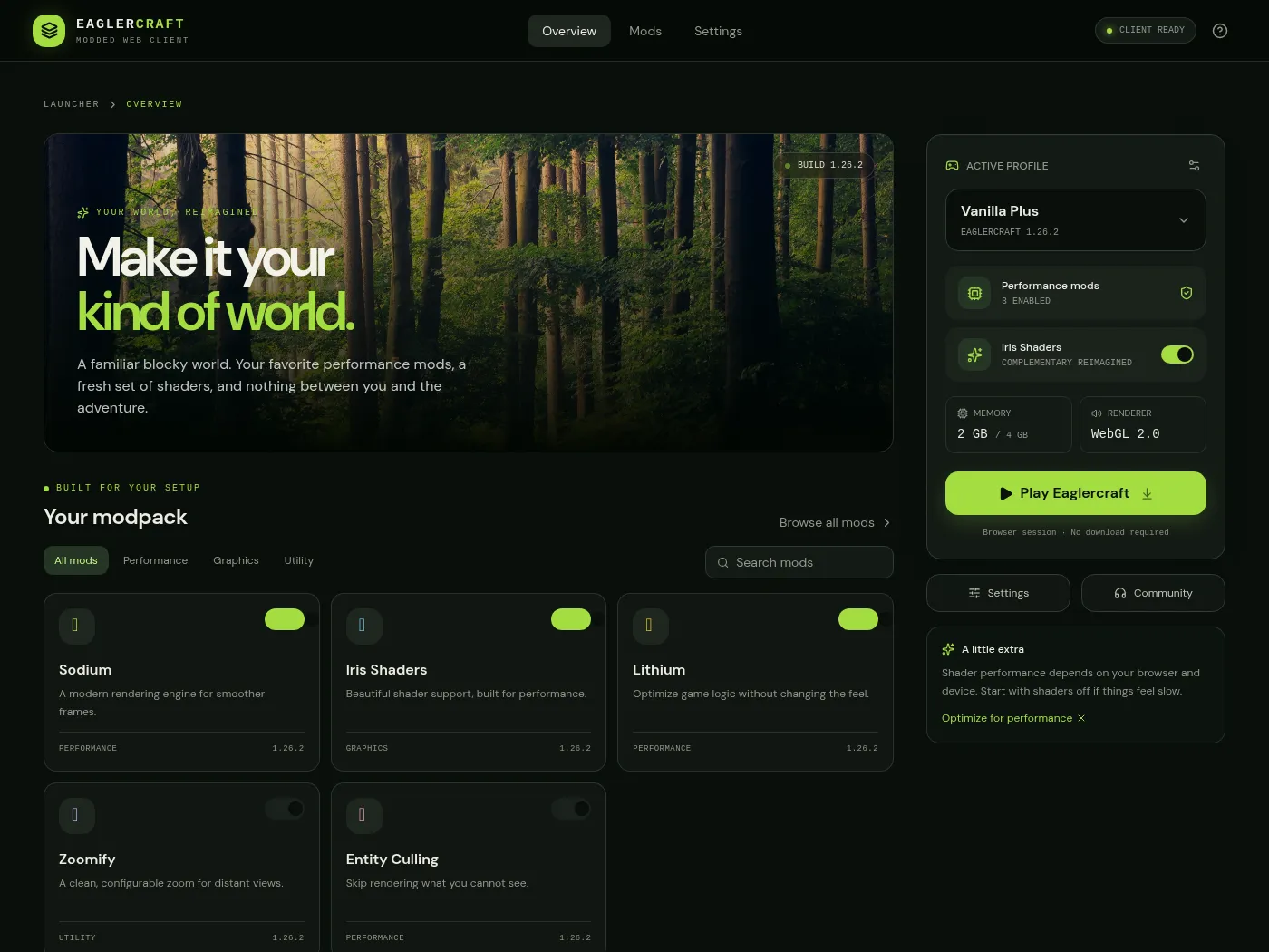 Eaglercraft Modded Web Client