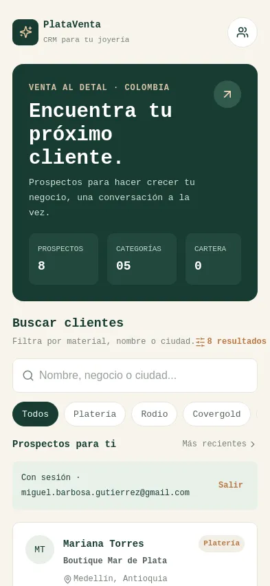 PlataVenta Mobile CRM